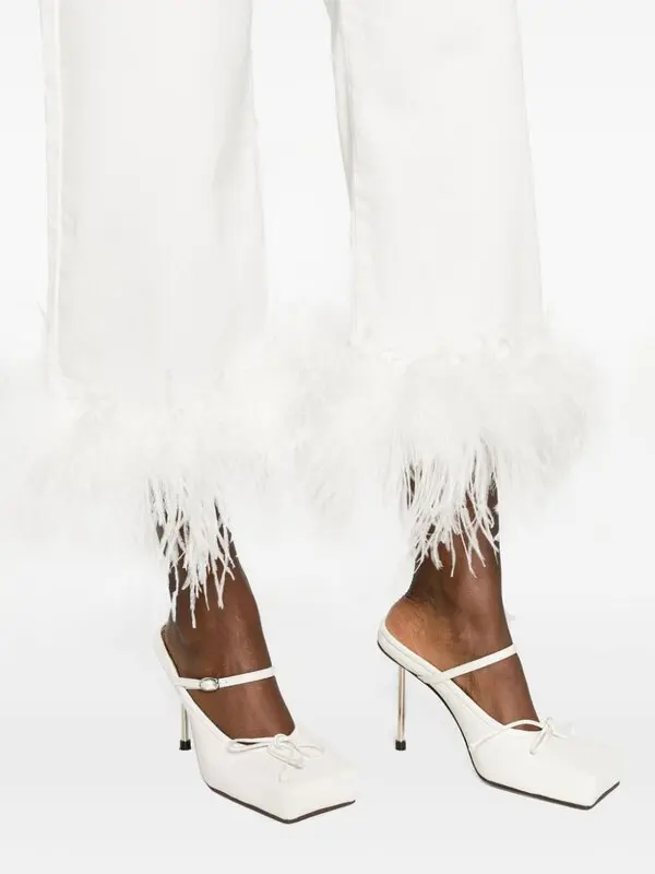 P.a.r.o.s.h Feather-trim Straight Leg Jeans