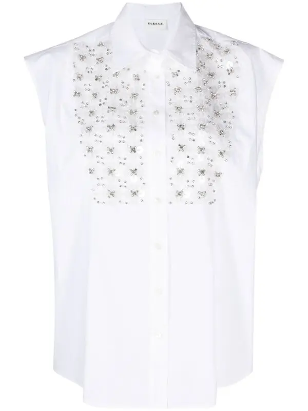 P.a.r.o.s.h Rhinestone-embellished Sleeveless Blouse