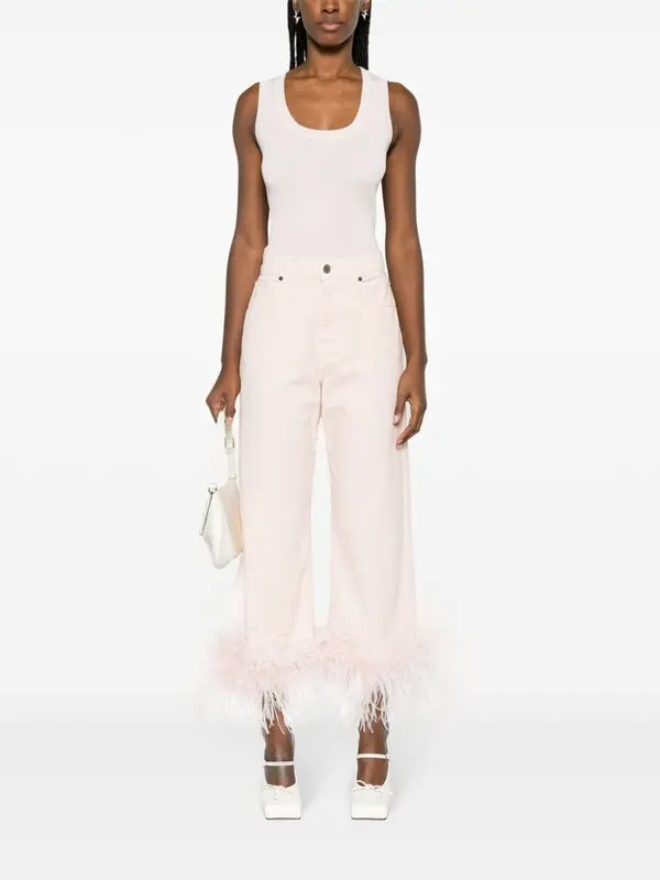 P.a.r.o.s.h Feather-trim Straight-leg Jeans