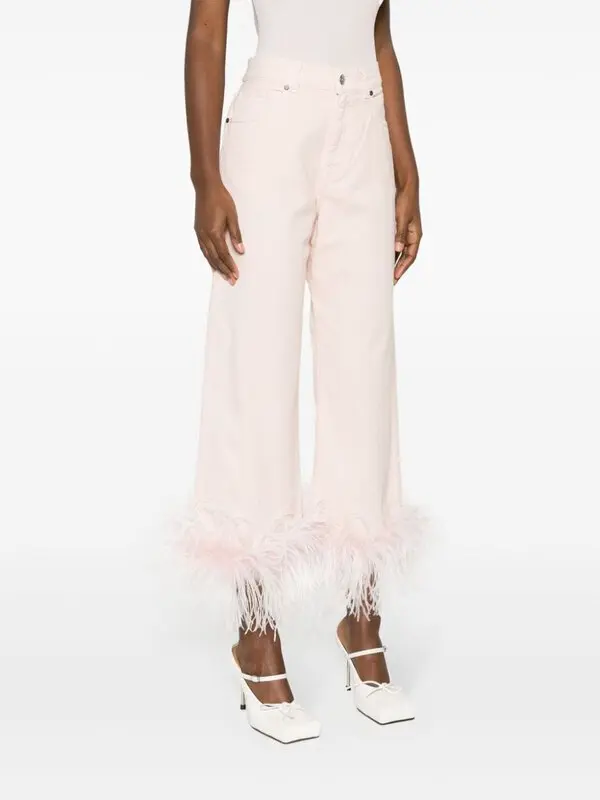 P.a.r.o.s.h Feather-trim Straight-leg Jeans