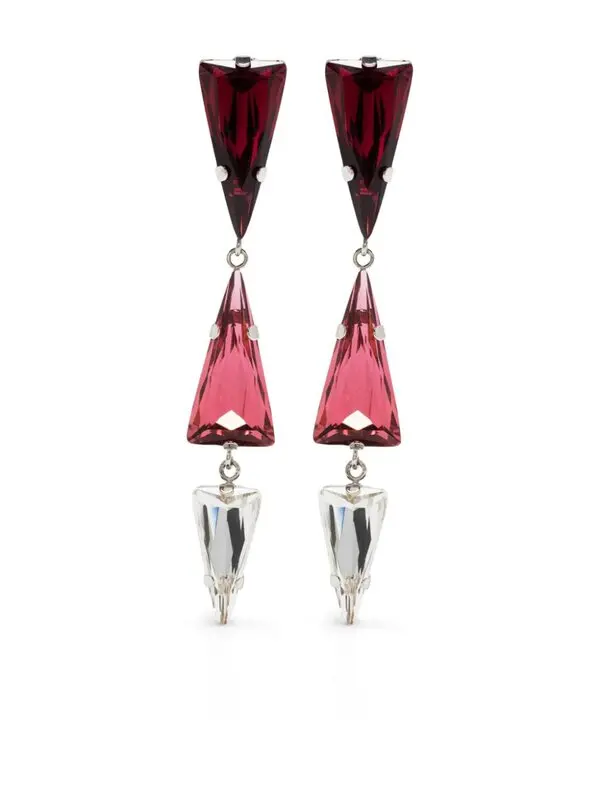 Patrizia Pepe Crystal-embellished Triangle Earrings - Pink