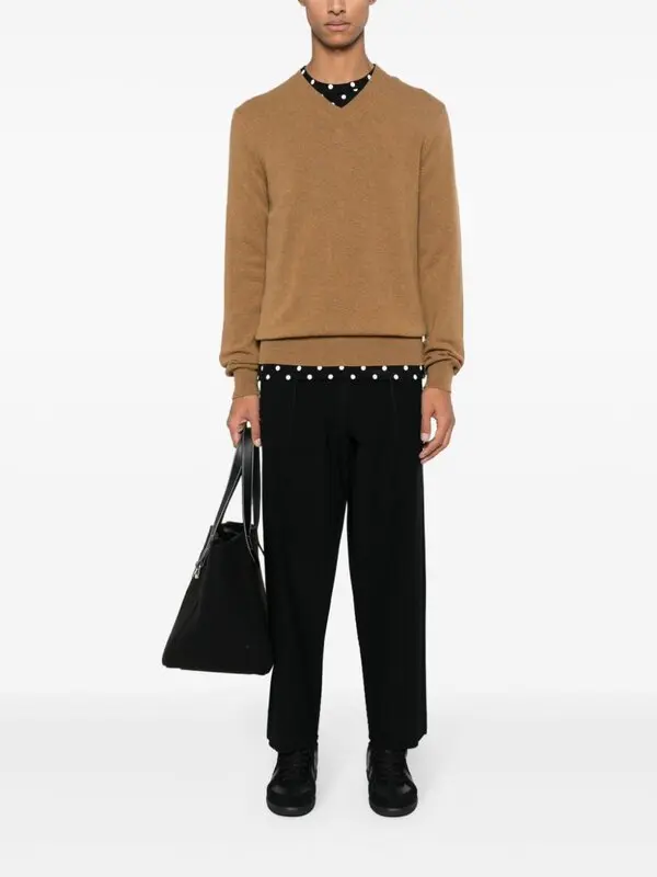 Play Comme Des Garcon Logo-appliqué Wool Jumper - Brown