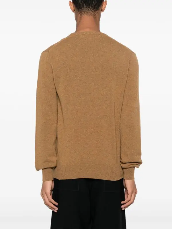 Play Comme Des Garcon Logo-appliqué Wool Jumper - Brown