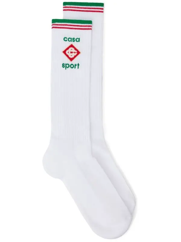 Casablanca Casa Sport Ribbed Socks - White