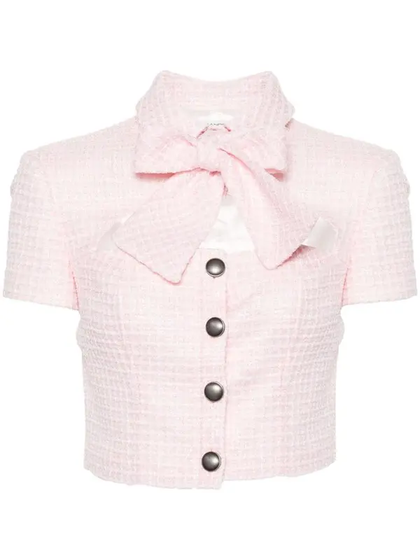 Alessandra Rich Cropped Tweed Jacket - Pink