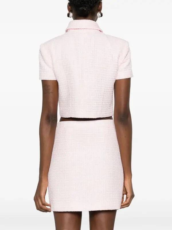 Alessandra Rich Cropped Tweed Jacket - Pink