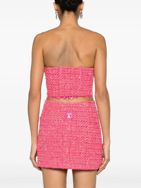 Patrizia Pepe Frayed Tweed Bustier Top