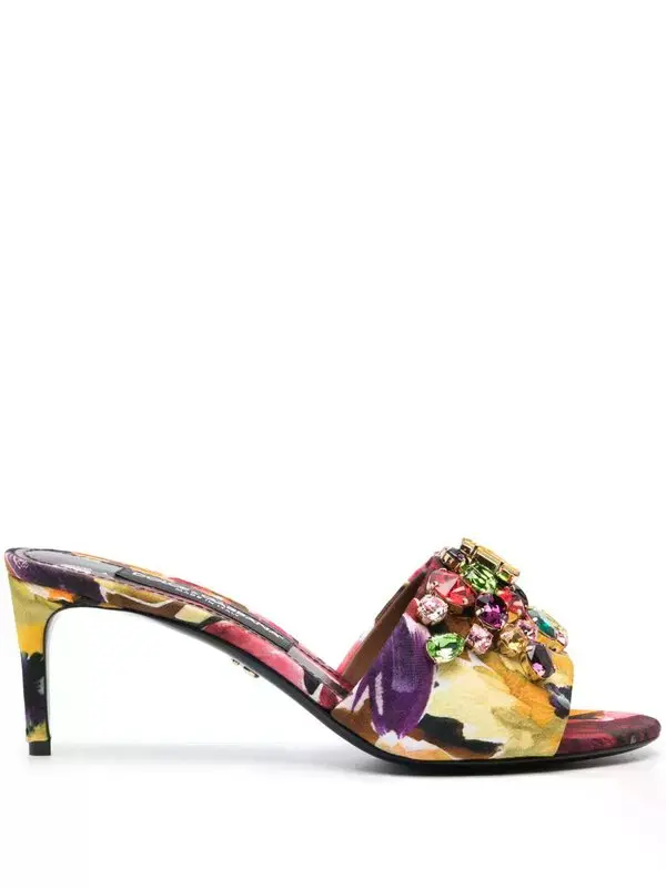Dolce & Gabbana 70mm Jewel-embellished Mules - Black