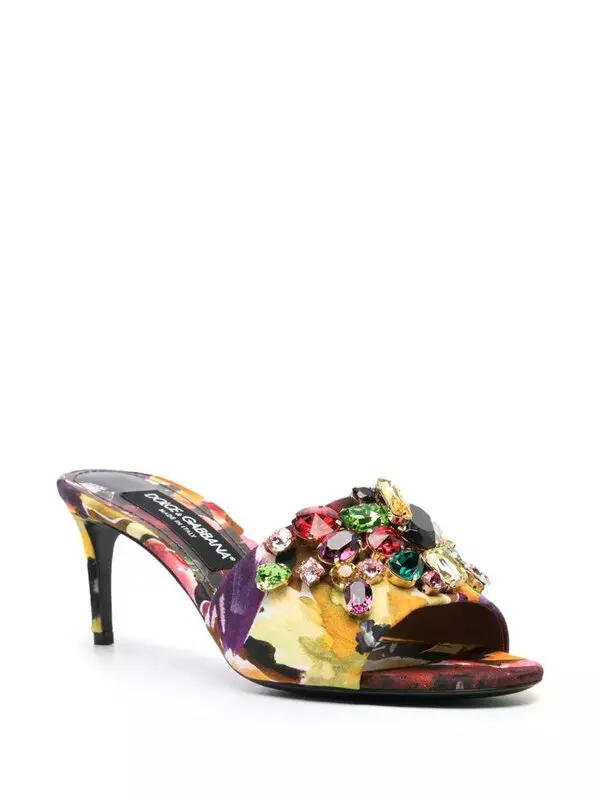 Dolce & Gabbana 70mm Jewel-embellished Mules - Black