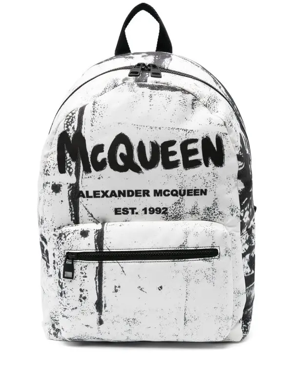 Alexander McQueen Graffiti Metropolitan Backpack - White