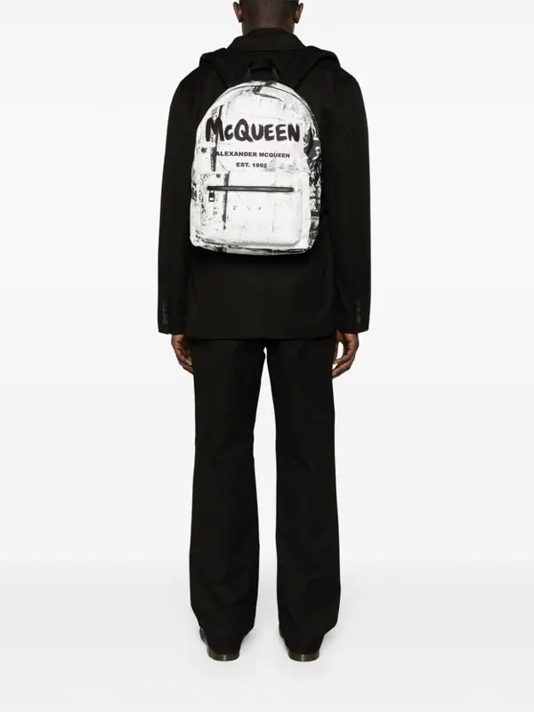 Alexander McQueen Graffiti Metropolitan Backpack - White