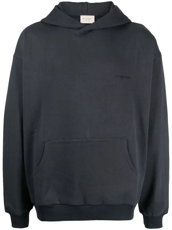 Buscemi Logo-plaque Cotton Hoodie - Grey