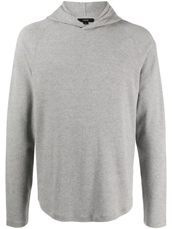 Vince Twill-weave Long-sleeve Hoodie - Grey