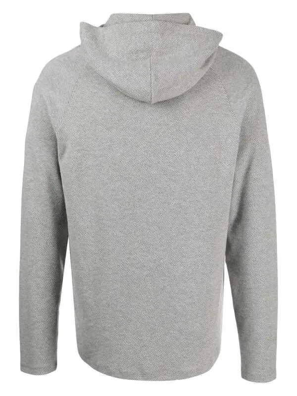 Vince Twill-weave Long-sleeve Hoodie - Grey