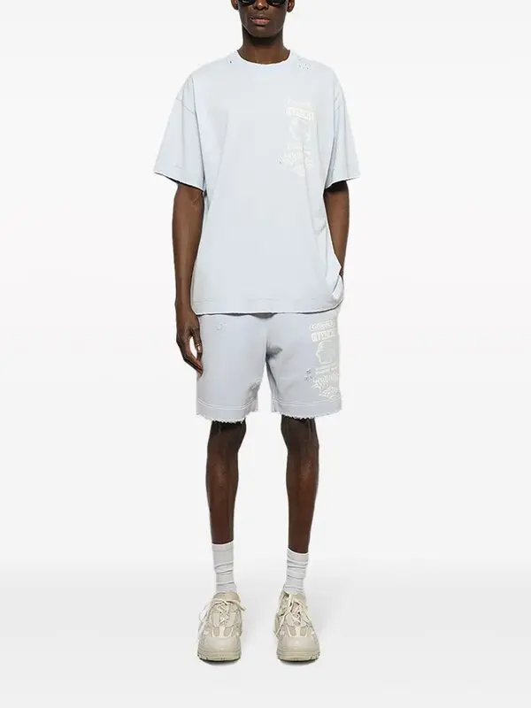 Givenchy Baby Cotton Track Shorts With Distressed Effect