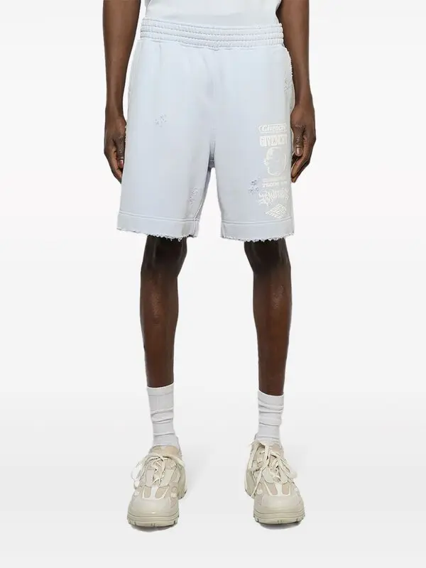 Givenchy Baby Cotton Track Shorts With Distressed Effect