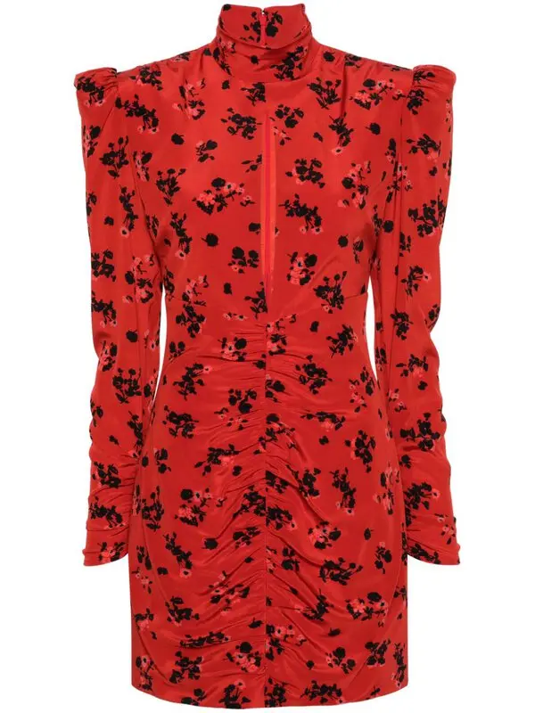 Alessandra Rich Floral-print Mini Dress - Red