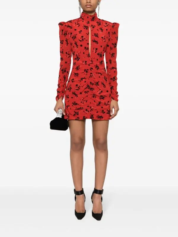 Alessandra Rich Floral-print Mini Dress - Red