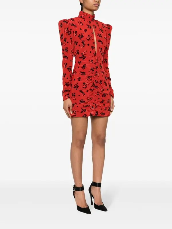 Alessandra Rich Floral-print Mini Dress - Red