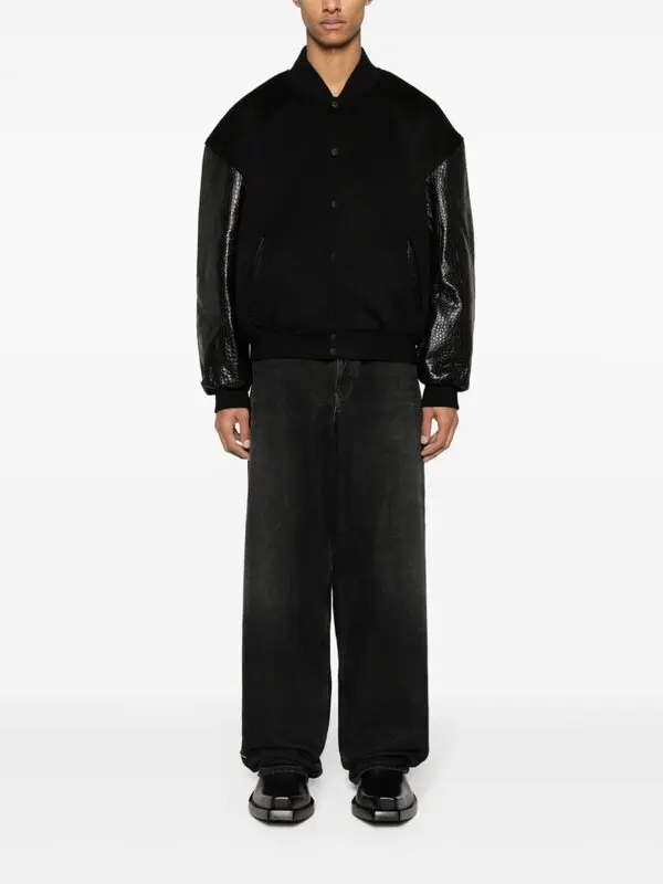 VTMNTS Embossed Crocodile Bomber Jacket - Black