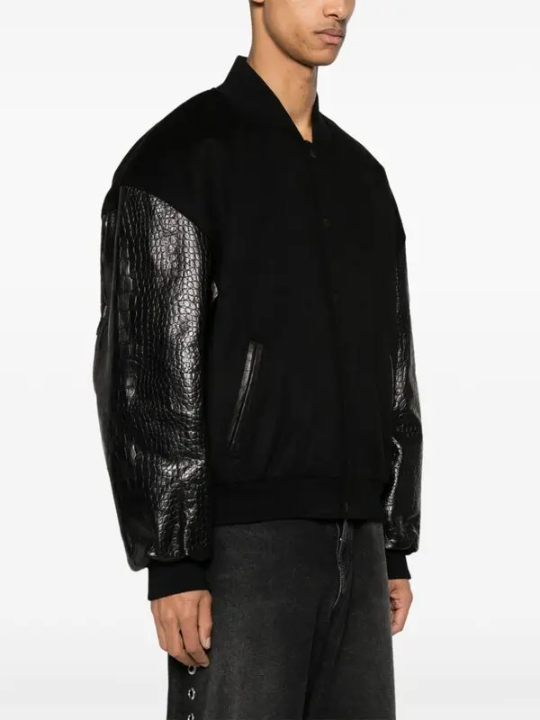 VTMNTS Embossed Crocodile Bomber Jacket - Black