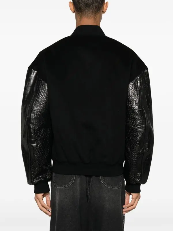 VTMNTS Embossed Crocodile Bomber Jacket - Black