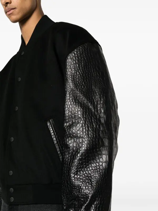 VTMNTS Embossed Crocodile Bomber Jacket - Black
