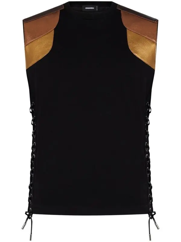 Dsquared2 Panelled Lace-up Tank Top - Black
