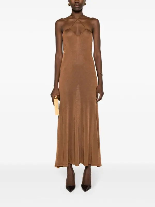 TOM FORD Halterneck Maxi Dress - Brown