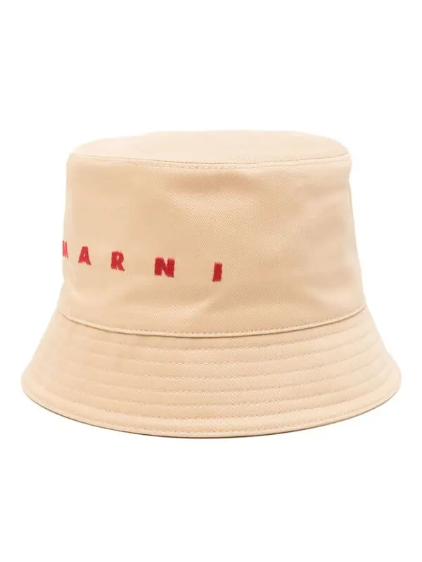 Marni Logo-embroidered Bucket Hat - Neutrals