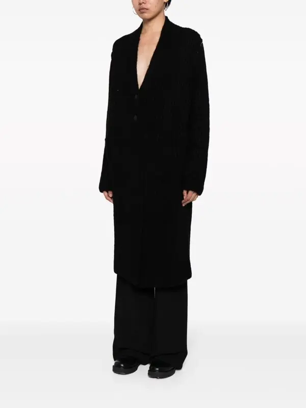 Isabel Benenato Ribbed-knit Single-breasted Coat