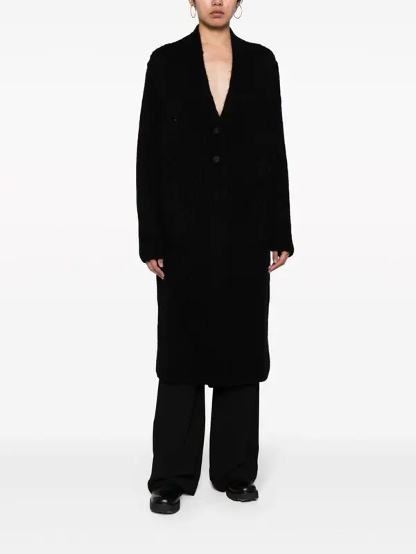Isabel Benenato Ribbed-knit Single-breasted Coat