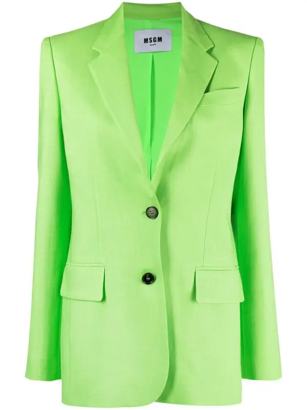MSGM Single-breasted Textured Blazer - Green