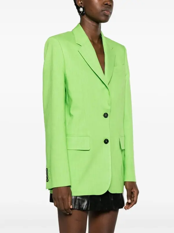 MSGM Single-breasted Textured Blazer - Green