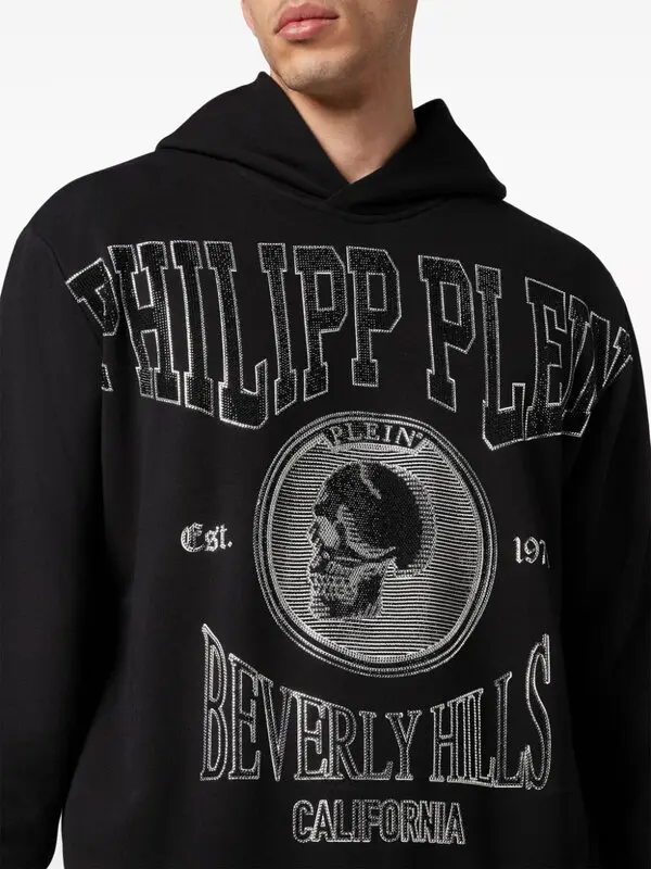 Philipp Plein Crystal-embellished Jersey Hoodie - Black