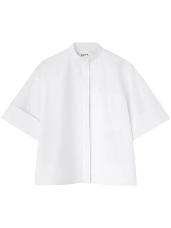 JIL SANDER Band-collar Cotton Poplin Shirt