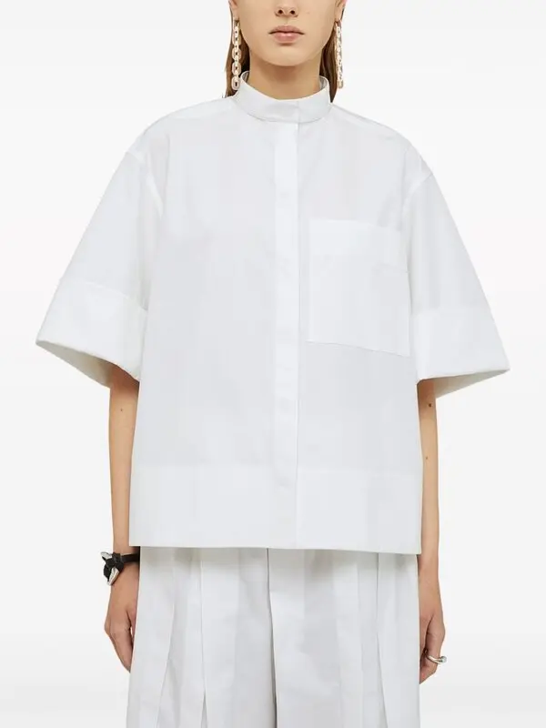 JIL SANDER Band-collar Cotton Poplin Shirt