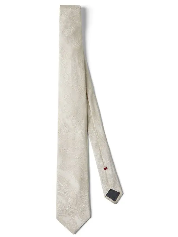 Brunello Cucinelli Paisley-jacquard Silk Tie - Neutrals