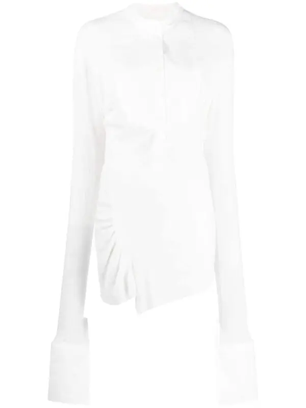 MARC LE BIHAN Knitted-panel Poplin Shirt