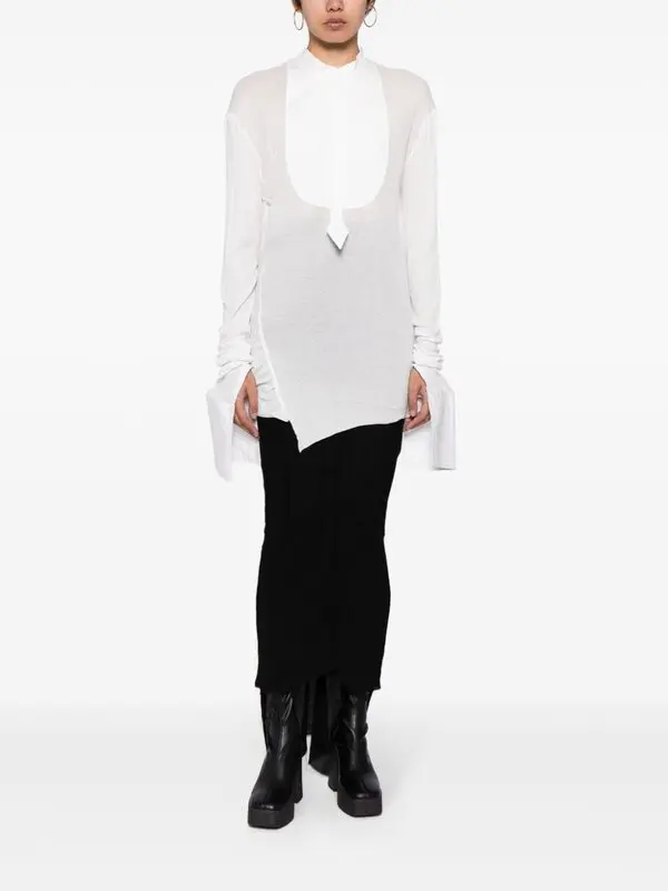 MARC LE BIHAN Knitted-panel Poplin Shirt