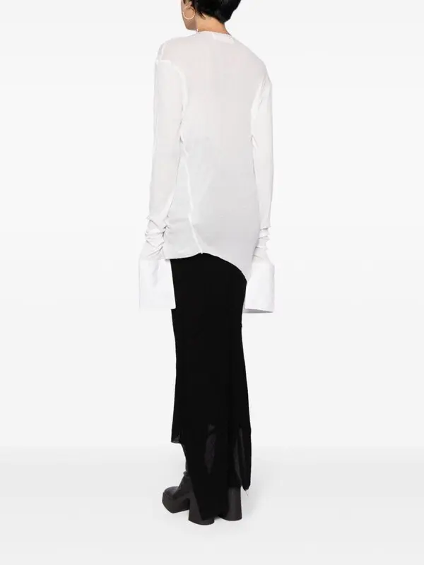 MARC LE BIHAN Knitted-panel Poplin Shirt