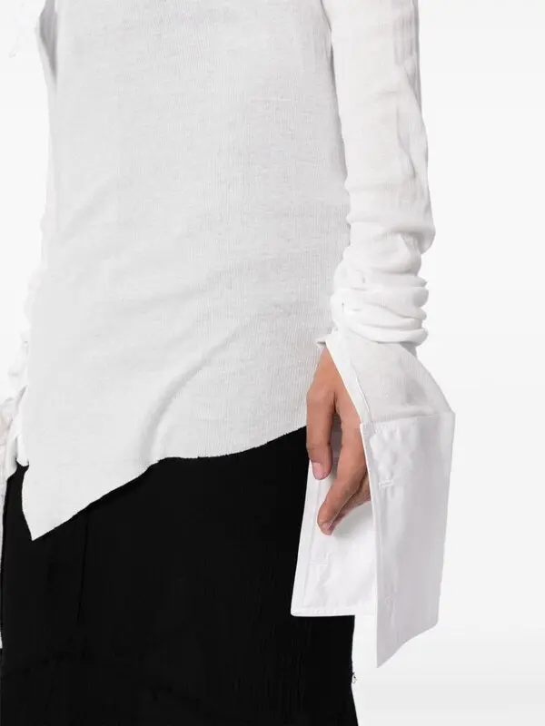 MARC LE BIHAN Knitted-panel Poplin Shirt