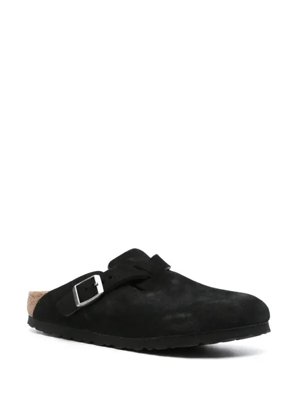 BIRKENSTOCK Boston Suede Mules - Black