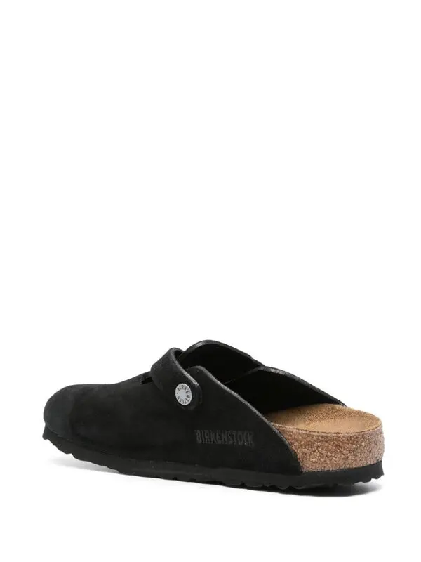 BIRKENSTOCK Boston Suede Mules - Black
