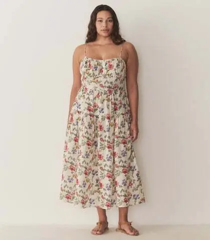 DÔEN Benoit Midi Dress - Ivory Wild Rose