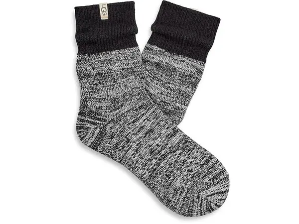 UGG Rib Knit Slouchy Quarter Socks - Black