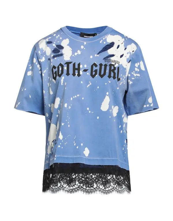 Dsquared2 Printed T-shirt With Lace - Blue