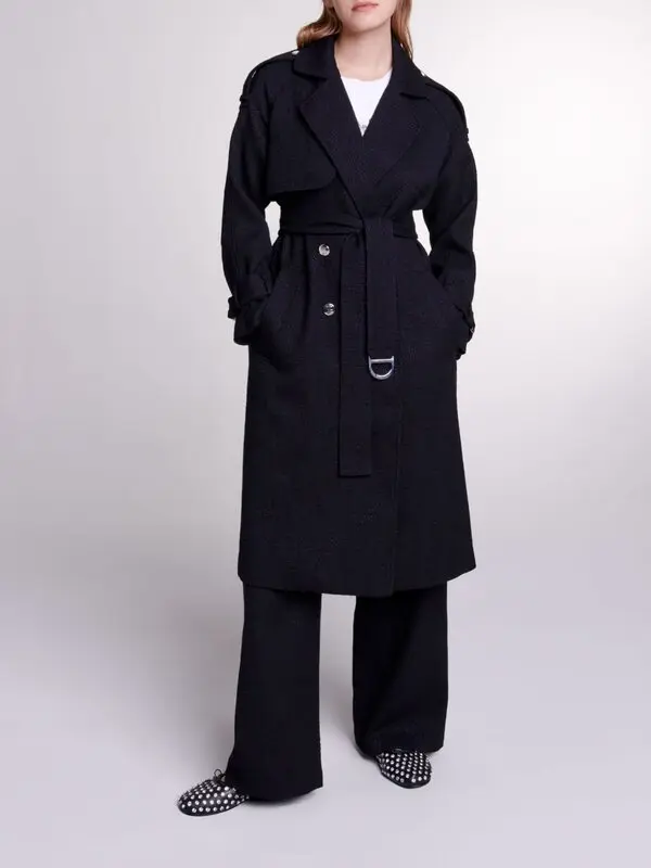 Maje Tweed Trench Coat