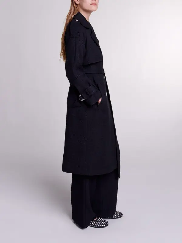 Maje Tweed Trench Coat