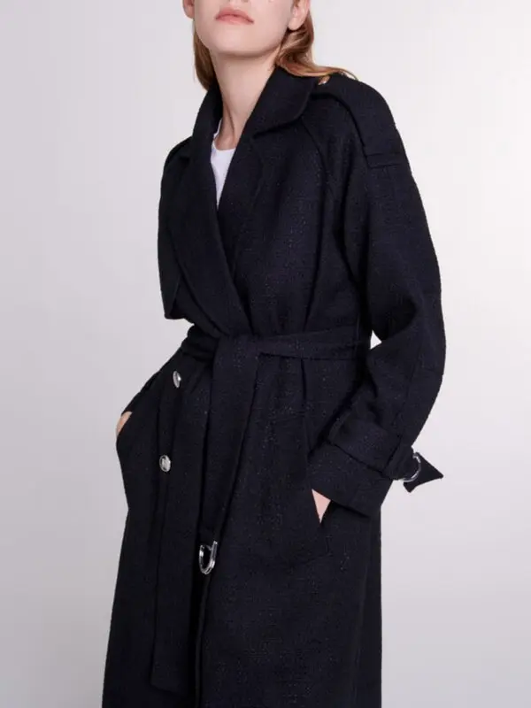 Maje Tweed Trench Coat